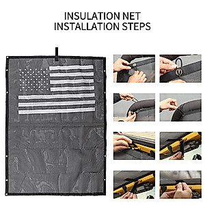 Voodonala for Jeep TJ Durable Mesh Sunshade Top Cover Provides UV Sun Shade Protection for 1997-2006 Jeep Wrangler TJ(US Flag)