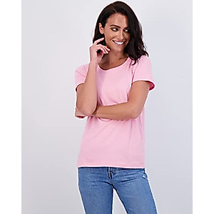 4 Pack: Womens Cotton Crew Neck Scoop Short Sleeve T-Shirt Women Shirt Tshirt Tshirts Shirts Athletic Tee Tops Casual Blouse Tees Lounge Ladies Basic Workout Classic Relaxed Loose Fit - Set 4,L