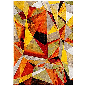SAFAVIEH Porcello Collection 8' x 10' Orange / Red PRL6940P Modern Abstract Non-Shedding Living Room Dining Bedroom Area Rug