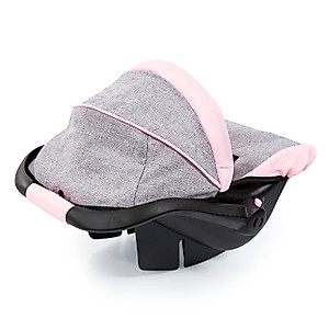 Bayer Design 67933AA Toy, Car Seat Easy Go for Neo Vario Pram with Cover, Doll Accessories, Pink, Grey with Butterfly,Grey/pink, for dolls up to 18"