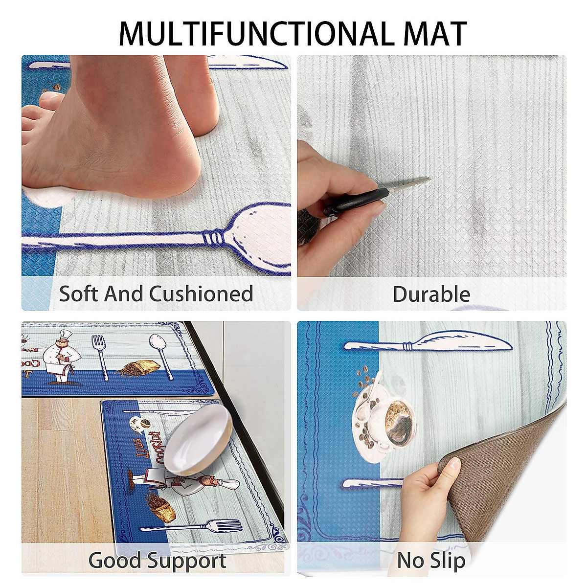 AGELMAT Kitchen Mat,[2PCS] Memory Foam Anti Fatigue Floor Mat Waterproof Standing Kitchen Rugs and Mats for Office, No-Slip Ergonomic Carpet for Sink Garage Laundry