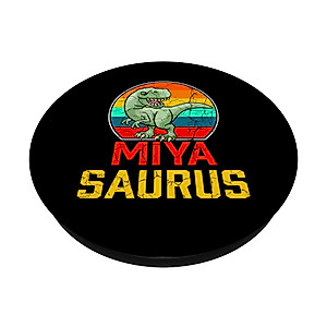 Miya Saurus Family Reunion Last Name Team Funny Custom PopSockets Swappable PopGrip