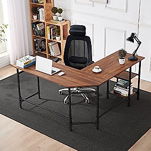 TEAKMAMA L Shaped Computer Desk, Computer Corner Desk, Gaming Desk, Sturdy Office Desk, Modern Simple Study Desk, Writing Computer Desk, Home Office Desks, Rustic Computer Table, Easy to Assemble