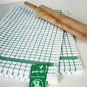 Samuel Lamont Poli Dri Tea Towels - Set of 3 100% Cotton 27.5 x 19 Inch (Green)