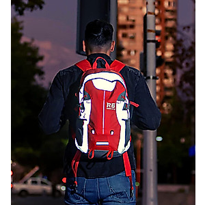 riderbag Reflective Motorcycle Backpack 35L, Lightweight Water-Resistant Daypack with Laptop Pocket for Commuting, Biking, and Daily Use – Red