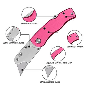 DISPATCH Folding Utility Knife Paper Cutter Stainless Steel Plastic Handle Replaceable Blade Utility Craft Knife Cutter