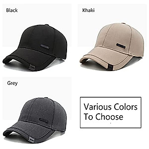 Vintage Cotton Dad Hat with Double Layer Peaks Adjustable Baseball Cap Trendy Trucker Hat for Mens Headwear (Grey)