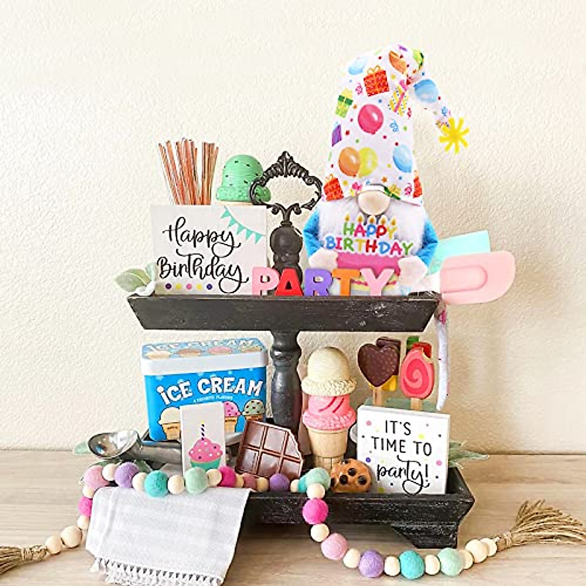 Birthday Gnomes Farmhouse Happy Birthday Tomte Plush Birthday Gifts Handmade Scandinavian Party Hat Nisse Home Ornaments Elf Dwarf Collections Kitchen Tiered Tray Decorations