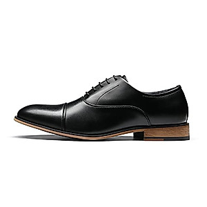Bruno Marc Mens Lace Up Soft Cap-Toe Formal Dress Shoes, 2/Black - 11 (Oxford)