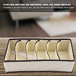 Portable Foldable Storage Box Sock Underwear Drawer Organizer Dividers Wardrobe Clothes Organizer Drawer Divider Separator (Beige 6 grids)