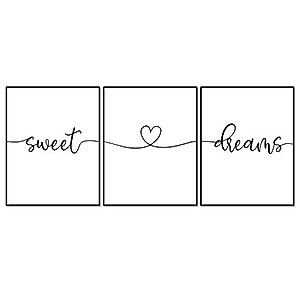 Sweet Dreams Print Bedroom Wall Decor Above Bed Wall Art Minimalist Prints Bedroom Prints Nursery Bedroom Print, Set of 3 Prints, 11x14inch Unframed