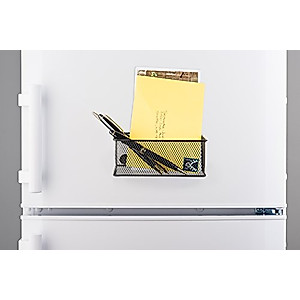 MyGift Matte Black Metal Magnetic Marker Holder for Whiteboard, Office Supplies and Accessory Storage Mesh Baskets for Fridge, Set of 6