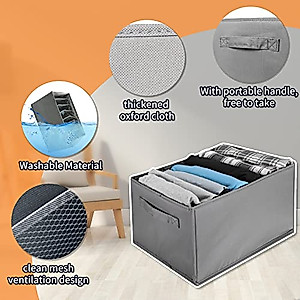 Vinonzi 2PCS Wardrobe Clothes Organizer, 7 Grids Foldable Closet Organizer Bins with Removable PP Board Mesh Storage Drawer Compartment for Clothes, Jeans, T-Shirts