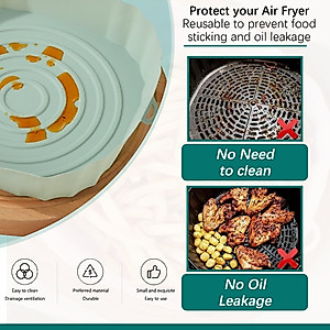 Silicone Air Fryer Accessories Pack of 3(Green, Pink, Red) Liner Basket Air Fryer Silicone Pot Tray, Reusable Air Fryer Silicone Basket Heat Resistant Easy Cleaning, Oven Baking Tray