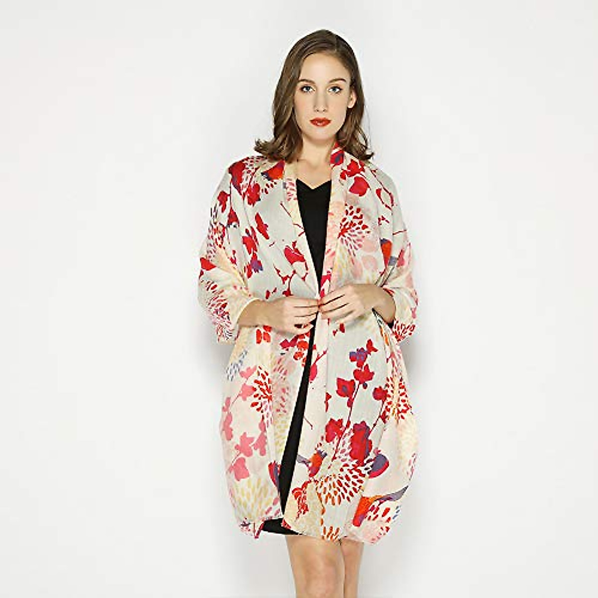 DANA XU 100% Pure Wool Pashmina Cashmere Long Travel Scarf Shawls And Wraps For Evening Dress Women Soft Warm Floral Blanket