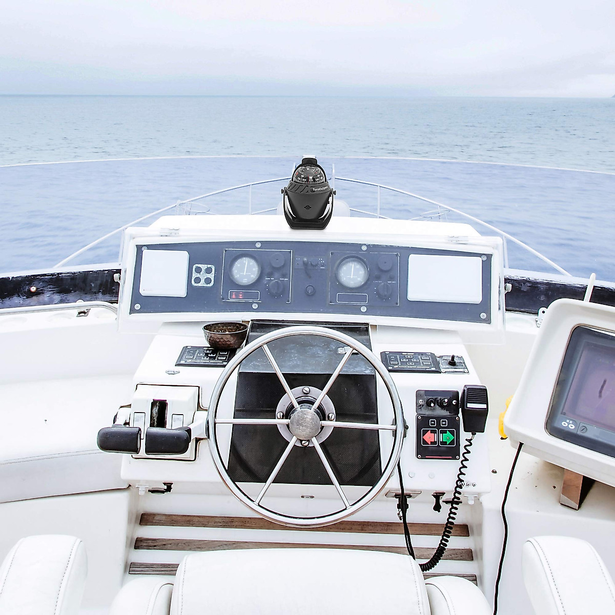 Boat Compass Dash Mount Flush - Boating Compass Dashboard Suction - Navigation Marine Compass Boats Surface Mount - Illuminated Dashboard Compass Ship - Electronic Sea Compass Suction Cup (Black)