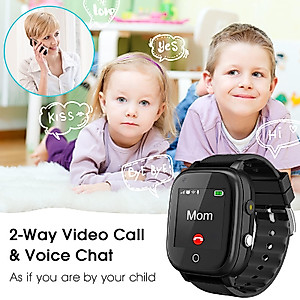 cjc 4G Kids Smart Watch with GPS Tracker and Calling, 2-Way Call Voice & Video Chat SOS Alarm WiFi Waterproof Kid Cell Phone Wrist Watch for 3-12 Girls Boys Christmas Birthday Gifts