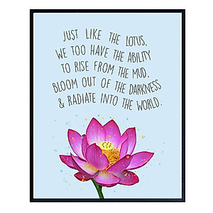 Inspirational Zen Lotus Quote Wall Art Decor Print - Spiritual 8x10 Home, Office, Apartment, Yoga Studio, Meditation Room Decor - Motivational Gift for Buddhist, Buddha Fan - Unframed Poster Print
