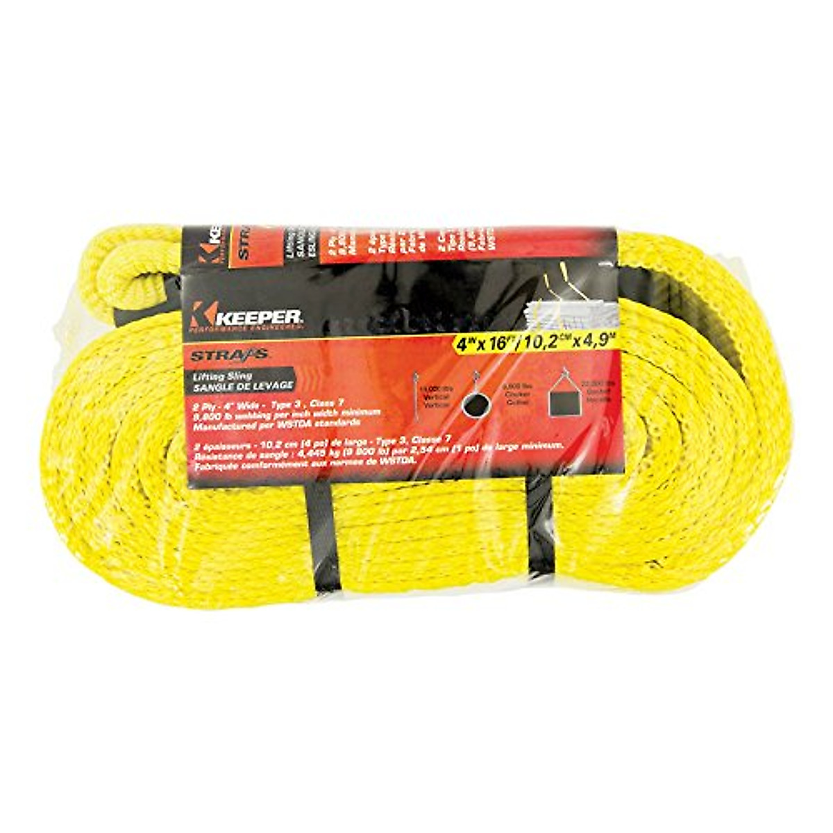 Keeper - 16’ x 4" Performance Engineered Cargo and Load Lift Sling with Flat Loops - Type 3, Class 7 Rated Cargo Sling