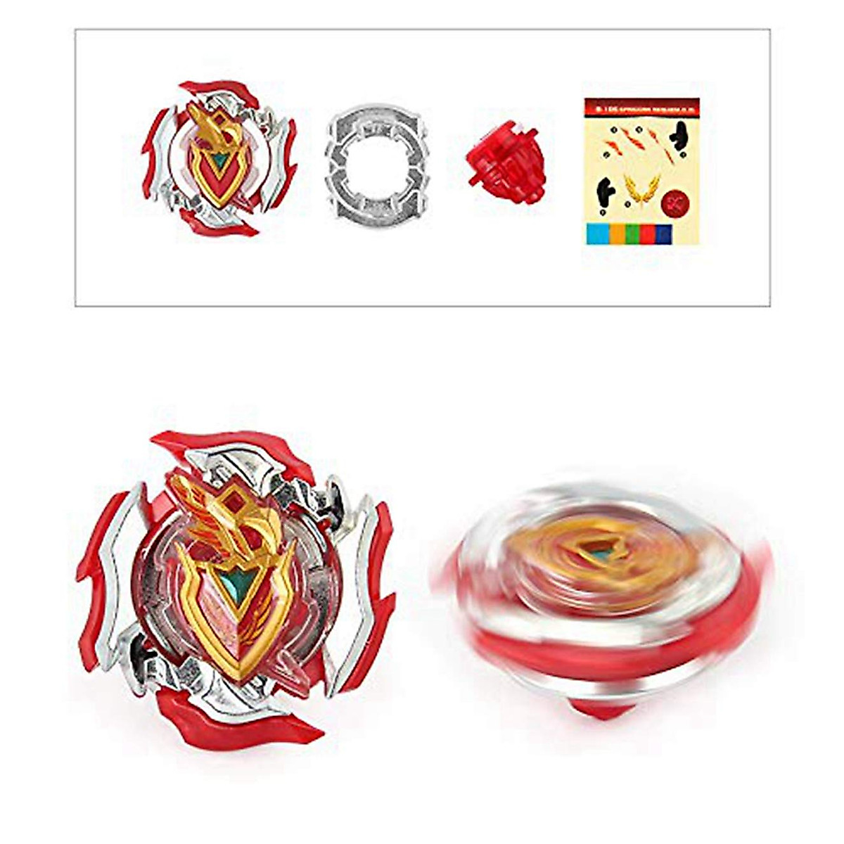Bey Battle Burst Blade Evolution Turbo B-105 Booster Zet Achilles.11.Xt Red Sparking Left & Right Launcher Handle Grip Starter Set Gaming Battling Top God Bay Lr Bey launcher Spinning Toy Gift for Boy