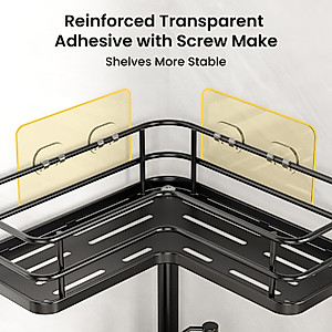 Vetacsion Corner Shower Caddy with Toothbrush Shelves, 4 Tier Standing Rustproof Shower Organizer, Metal Floor Shower Shelves for Bathroom Storage