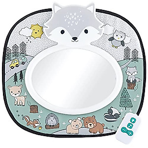 The Peanutshell Musical Baby Car Seat Mirror, Woodland Animals with Lights