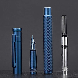 Hongdian Dark Blue Forest Fountain Pen Fine Nib 0.5mm Beautiful Tree Texture Excellent Metal Writing Pen