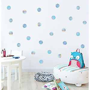 ROFARSO 120 Decals 2.2'' Ice Blue Polka Dots Wall Decals Stickers DIY Removable Peel & Stick Wall Art Decorations Home Decor for Nursery Bedroom Living Room Playing Room
