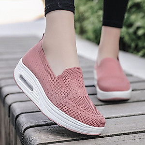 Keilinia Women's Air Cushion Orthotic Comfy Walking Shoes,Lightweight Breathe Mesh Slip-On Diabetic Casual Sneakers (9,Black)