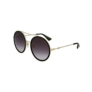 Gucci Casual Rectangular Sunglasses, Gold (Gold/Grey), 56