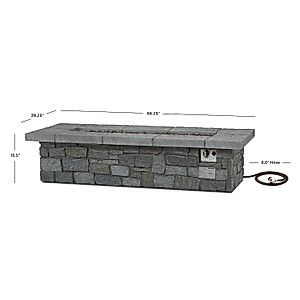 Lakeview Baywood 66-Inch Rectangle Natural Gas Fire Table - Gray (Ships as Propane w/Conversion Kit) - SC-C11813NG-GRY