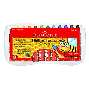 Faber-Castell Beeswax Crayons in Durable Storage Case, 12 Vibrant Colors