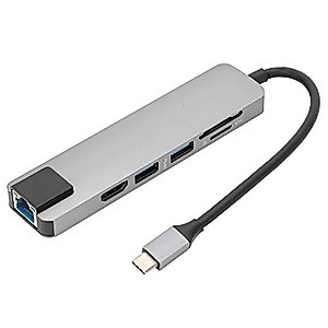 HUB Multifunction USB 3.0 Type‑C HDMI RJ45 Display Adapter Gray Compatible with OS X/Windows for Office and Entertainment