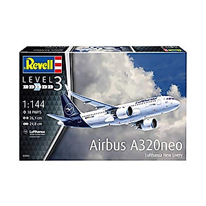 Revell 03942 Airbus A320 Neo Model Kit, 1:144 Scale, Multi-Color