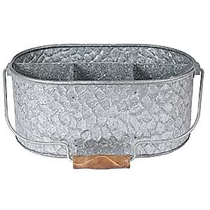 Galvanized bucket,Utensil Caddy,Tin ware décor,Utensils caddy,Picnic utensil holder caddy,Cutlery Caddy,Flatware caddy,Galvanized Utensil caddy,Galvanized Storage bins,Outdoor utensil -Natural