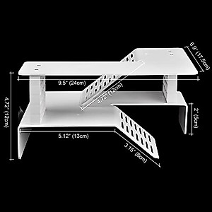 WEAVERBIRD Turtle Basking Platform, Turtle Tank Platform Aquarium Animal Sink Wharf, Double Decker Reptile Habitat, Climbing Shelf Turtle Tank Dock Floating Decor, Floating Turtle Dock, White