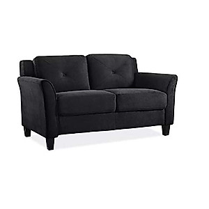 Harper Tufted Tufted Back Cushion Microfiber Loveseat - Lifestyle Solutions (Black)