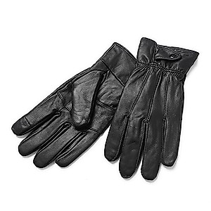 REED Men's Genuine Leather Warm Lined Driving Gloves (L, BLACK)