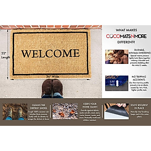 Personalized Front Door Mats Outdoor - Made in USA, Coir Welcome Mats with Vinyl Backing for Home Entrance, Custom Gift for Dad from Daughter, Son, Low Profile (22" x 36" Green Double Bordered)