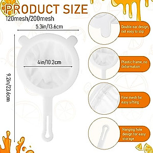 2 Pack Ultra Fine Mesh Juice Strainer Plastic Nylon Food Strainer Yogurt Mesh Strainer with Handle for Kitchen Juicing 120/200 Mesh