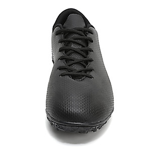 HaloTeam Men's Soccer Shoes Cleats Professional High-Top Breathable Athletic Football Boots for Outdoor Indoor TF/AG,R2050 Black,4 US