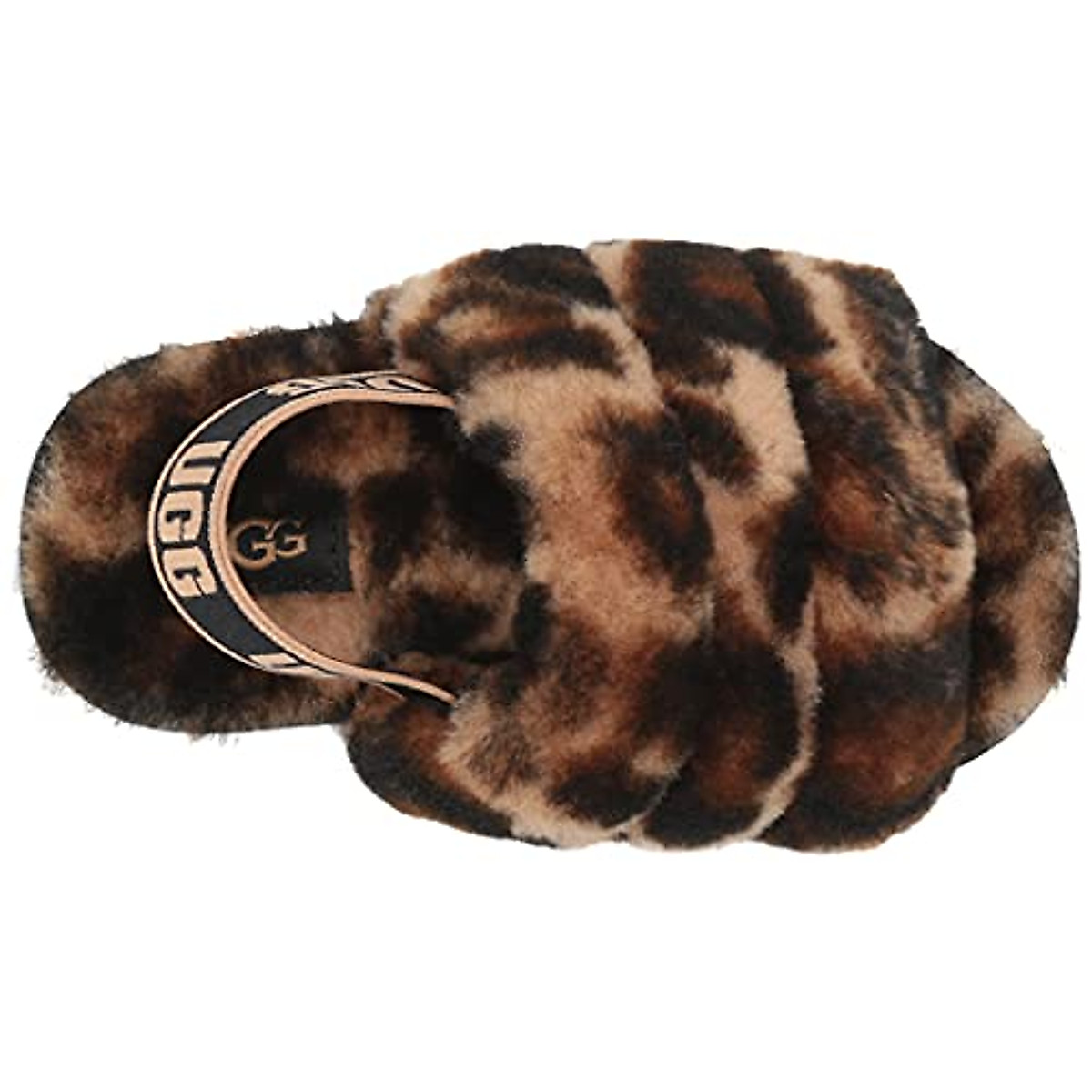 UGG Girls T Fluff Yeah Slide Panther Print Slipper, Butterscotch, 11 Little Kid