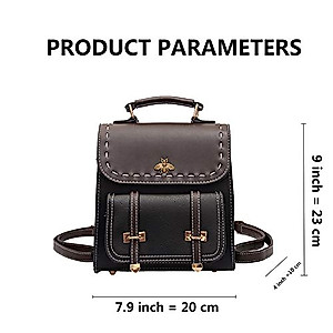 Little Bee Women's Mini Backpack Faux Leather Backpack Designer Cute Girls Convertible Purse Stylish Crossbodybag (Black)