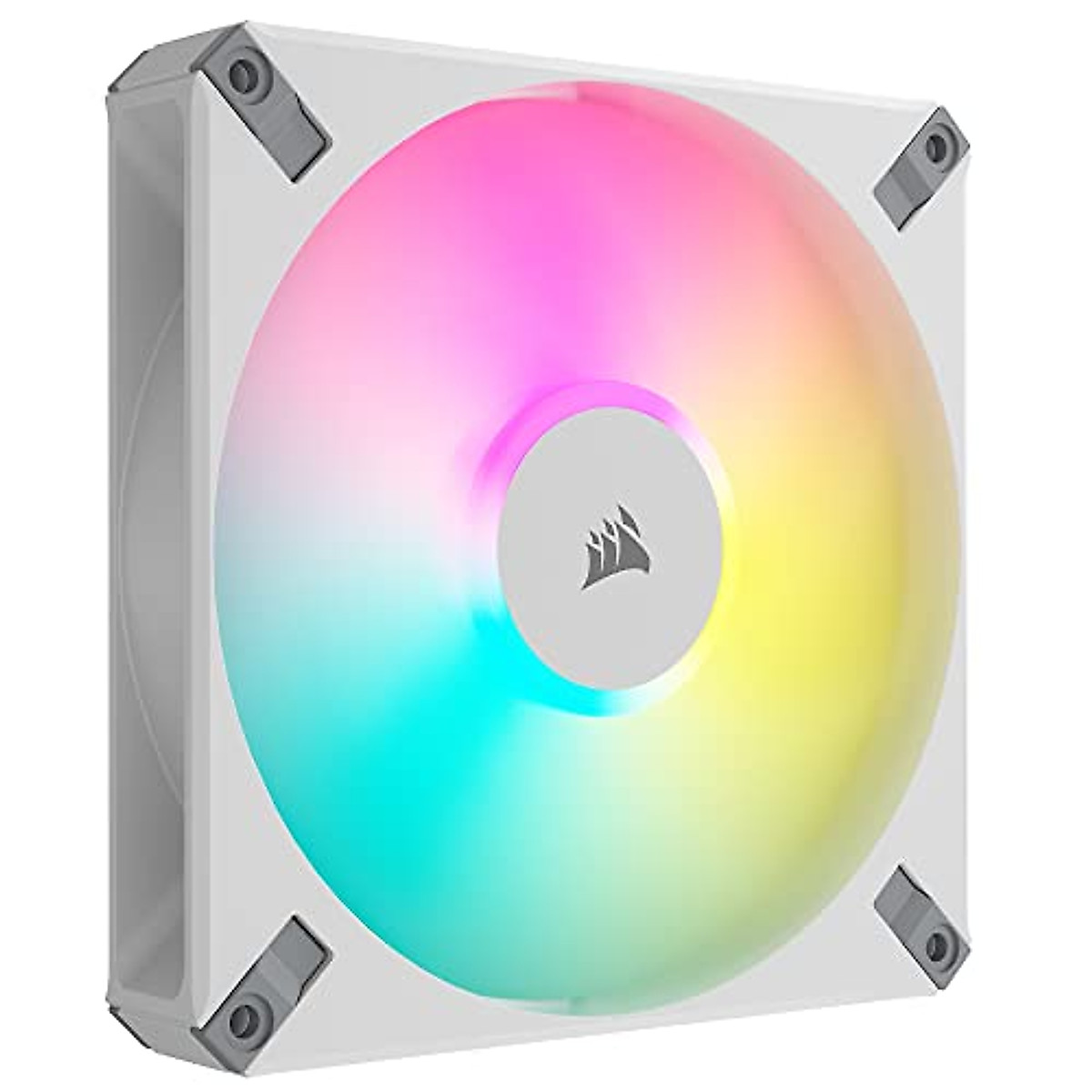 Corsair iCUE AF140 RGB Elite 140mm PWM Dual Fan Kit - Eight RGB LEDs Per Fan - AirGuide Technology - Fluid Dynamic Bearing - Zero RPM Fan Mode - Included iCUE Lighting Node CORE Controller - White