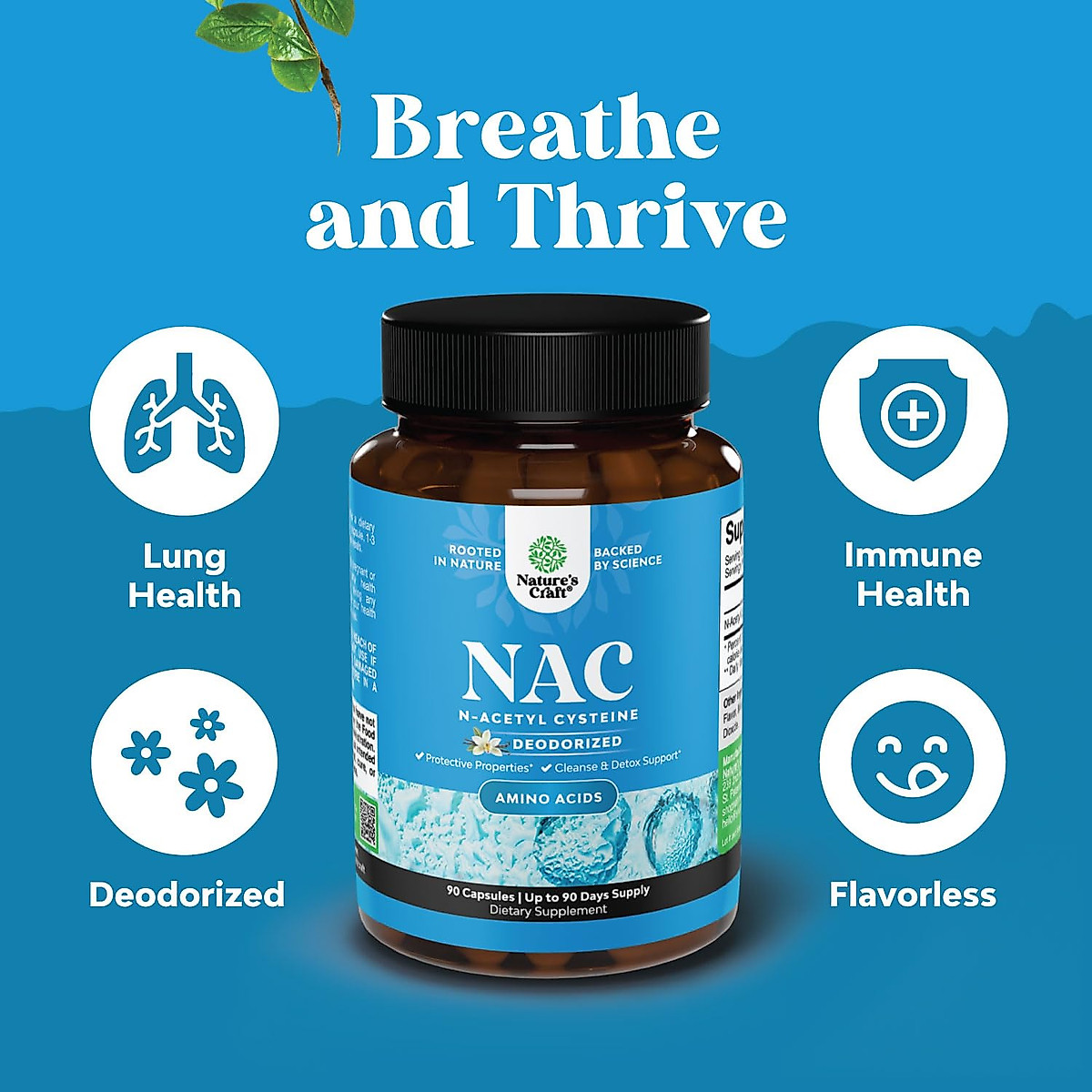Natures Craft NAC Supplement N-Acetyl Cysteine 600mg- High Absorption NAC 600 mg Capsules Glutathione Precursor for Liver Cleanse Detox Kidney Support Lung Health Immunity and Brain Supplement