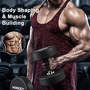 VIGBODY Dumbbell Weights Barbell with Metal Handles for Strength Training, Full Body Workout, Functional and HIT Workout Single