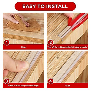 Baby Proofing, 6.6ft Edge Protector Strip Clear, Silicone Soft Corner Protectors with Upgraded Pre-Taped Strong Adhesive, Edge Protectors for Sharp Corners of Cabinets, Tables, Drawers