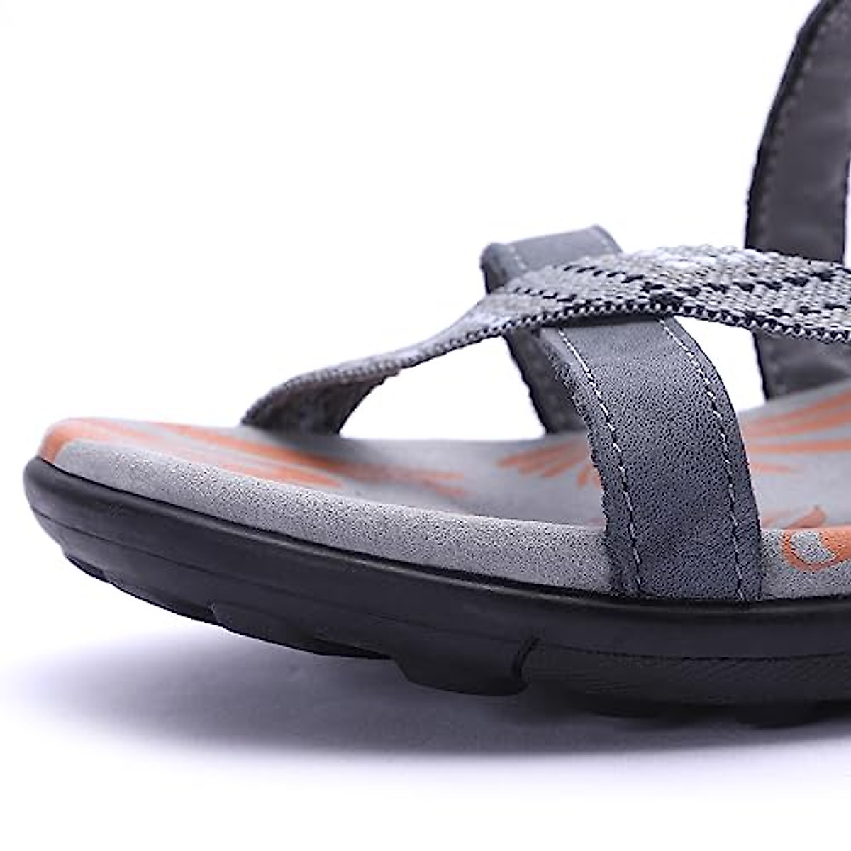 Harssidanzar Women's Sandals Walking Sandals Outdoor Sandals With Strap Adjustable Beach Sandals Casual Hiking SL257US,Grey,Size 7.5