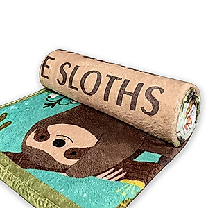 Sloth Blanket Flannel Throw Gift for Chid Teenager Adults for All Seasons Super Soft Snuggle Breathable Cute Bed Sofa Couch Foldable Unisex 100x130 Brown 40x50