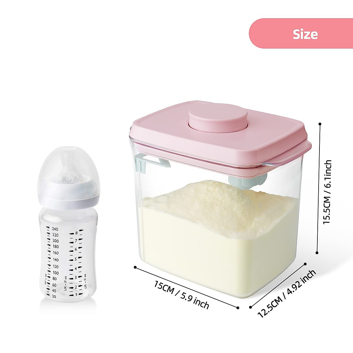 Ankou Formula Conatiner - 1700ml Airtight Formula Dispenser One Button Handy Milk Powder Container BPA-Free Storage Containers with Scoop and Scraper Transparent 730g